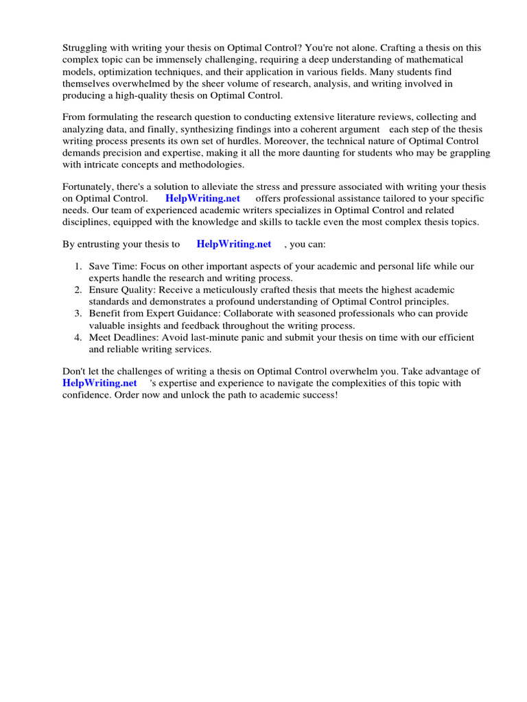 Thesis Optimal Control | PDF | Mathematical Optimization | Equations Thesis Optimal Control | PDF | Mathematical Optimization | Equations