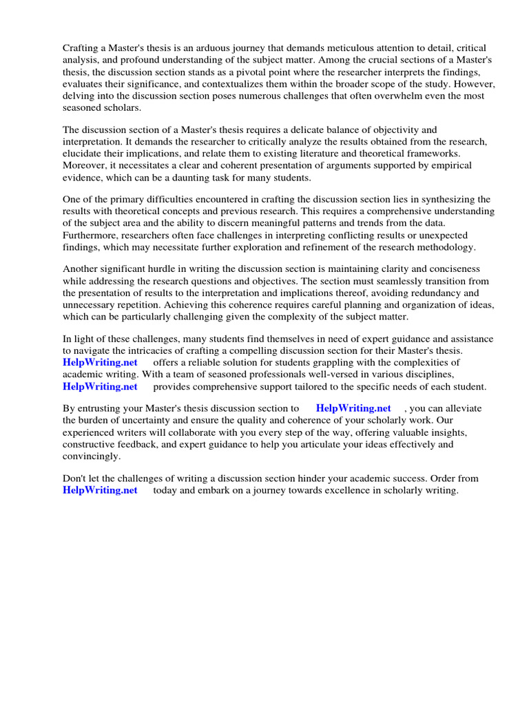 Masters Thesis Discussion Section | PDF