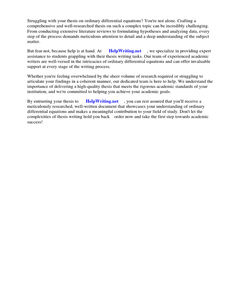 Thesis On Ordinary Differential Equations Pdf Differential
