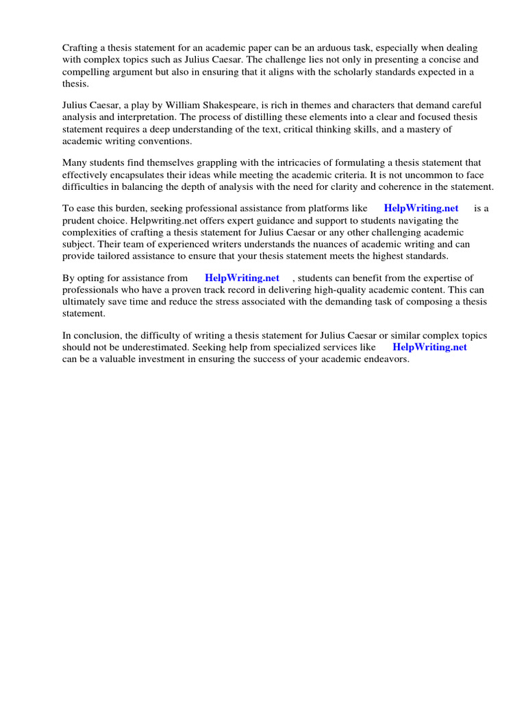 Thesis Statement Examples For Julius Caesar | PDF | Julius Caesar ...