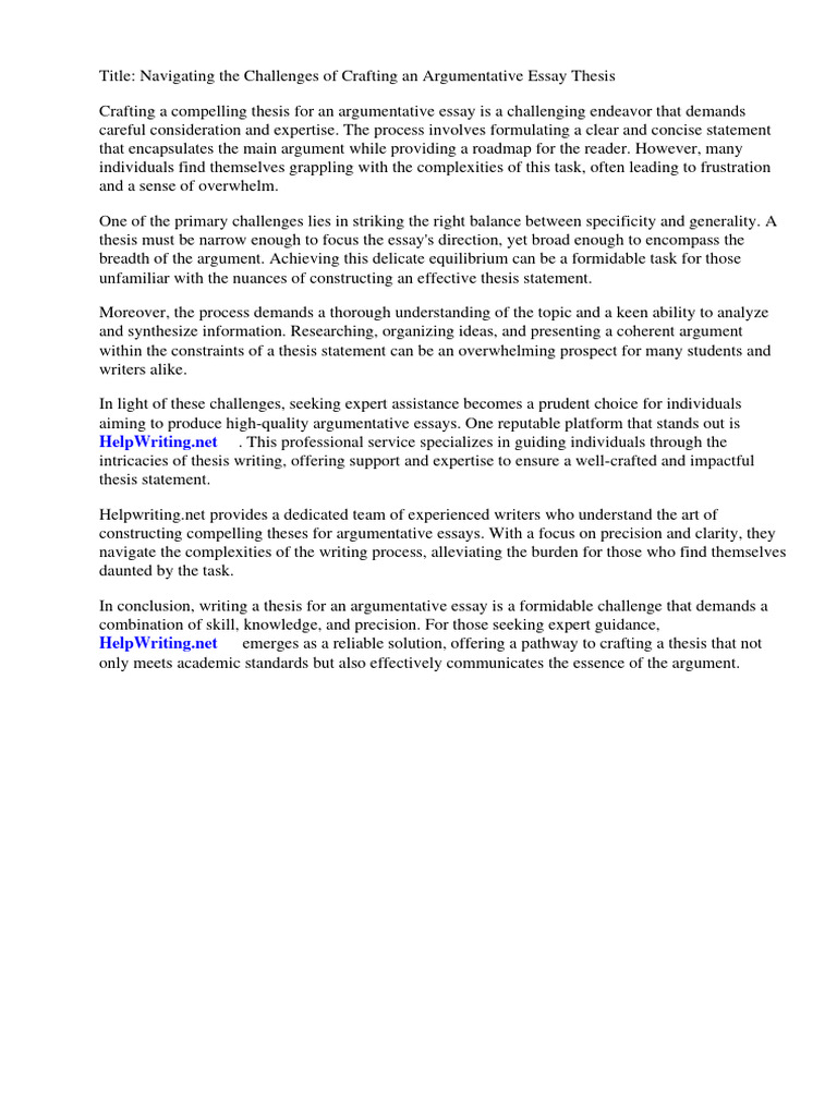 How to Write a Thesis for an Argumentative Essay | PDF | Essays | Argument