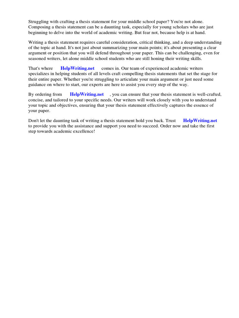 Sample Thesis Statements For Middle School Students | PDF | Thesis | Essays