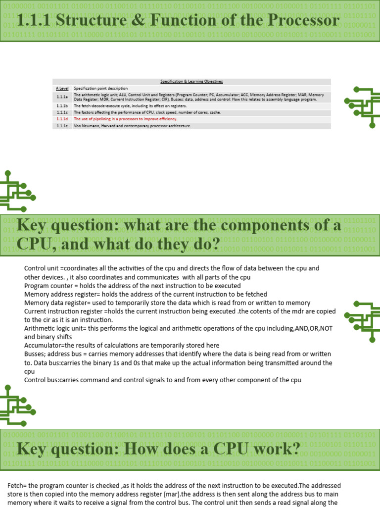SLR 1 Structure and Function of the Processor | PDF | Central Processing Unit | Integrated Circuit