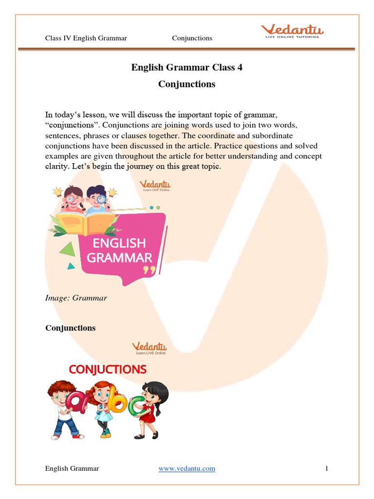 Class 4 English Grammar Ncert Solutions Conjunctions | Download Free ...