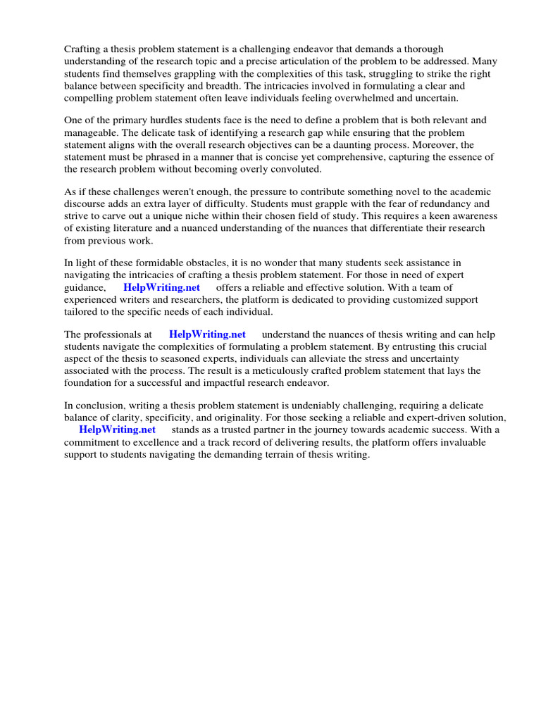 How To Write A Thesis Problem Statement | PDF | Thesis | Essays
