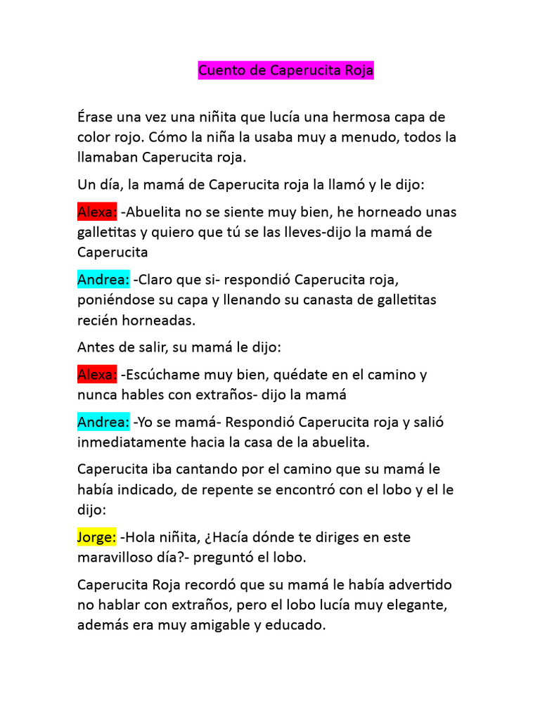 Cuento de Caperucita Roja | PDF | Caperucita Roja
