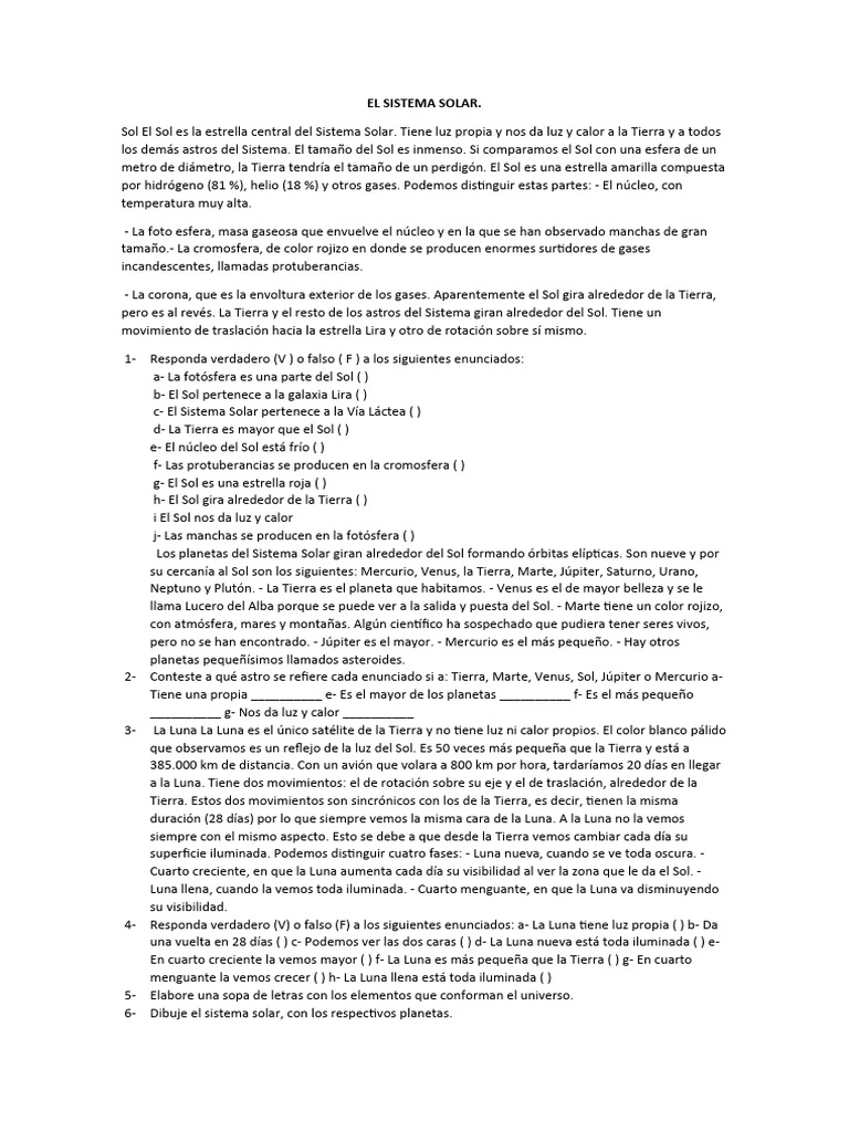 Sol El Sol Es La Estrella Central Del Sistema Solar | PDF | Dom | Luna