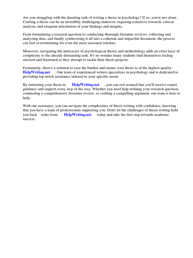 Thesis Psychology Download | PDF | Thesis | Psychology