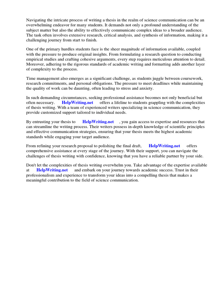 Thesis Writing in Science Communication | PDF | Science | Information