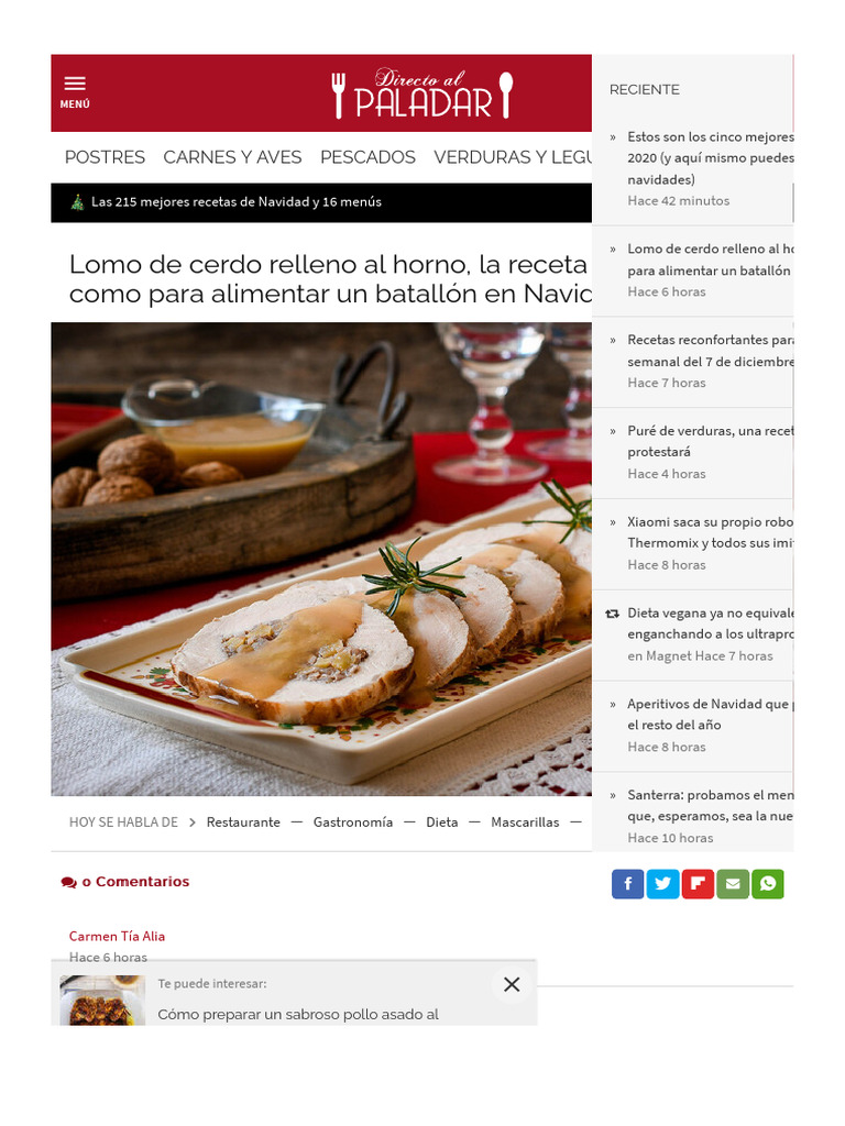 Lomo de Cerdo Relleno Al Horno, Receta de Cocina Fácil, Sencilla y Deliciosa | PDF | Relleno ...