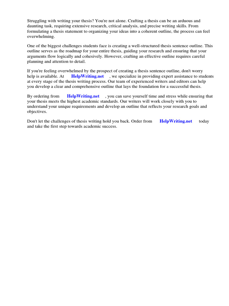 Example of Thesis Sentence Outline | PDF | Thesis | Essays