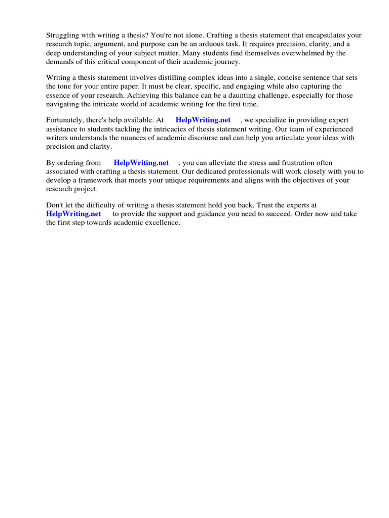 Thesis Statement Writing Frame | PDF | Essays | Thesis