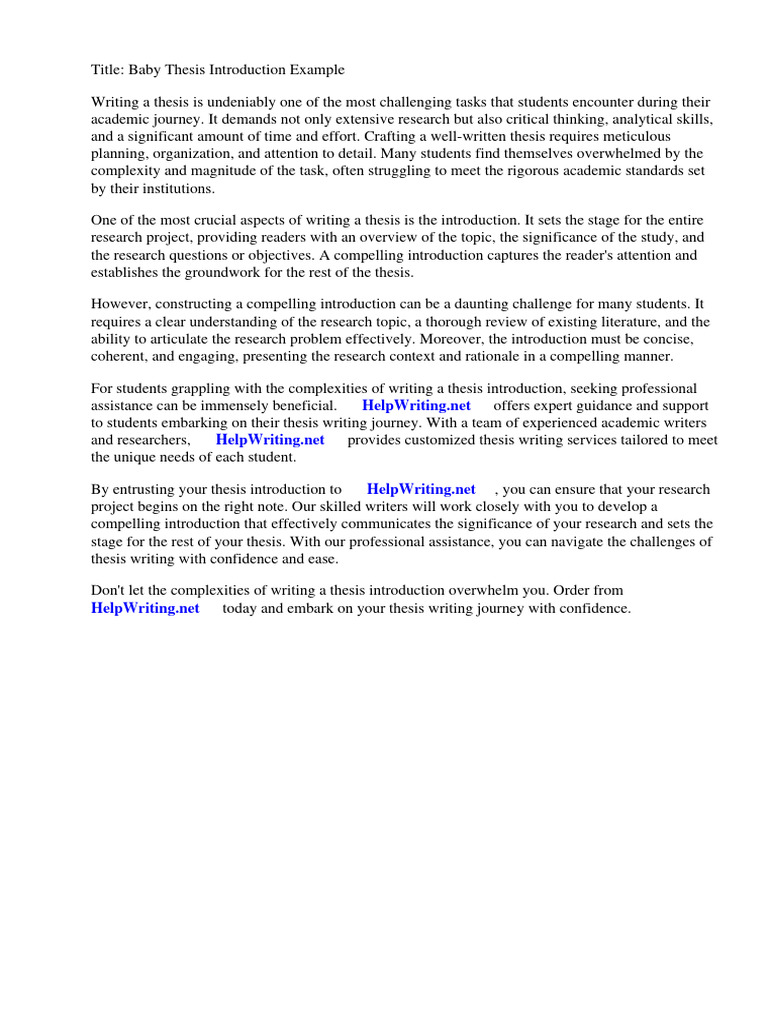 Baby Thesis Introduction Example | PDF | Thesis | Essays