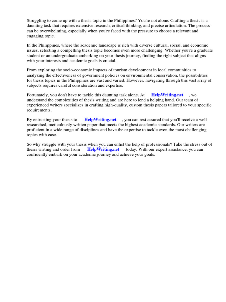 Example of Thesis Topics in The Philippines | Download Free PDF ...
