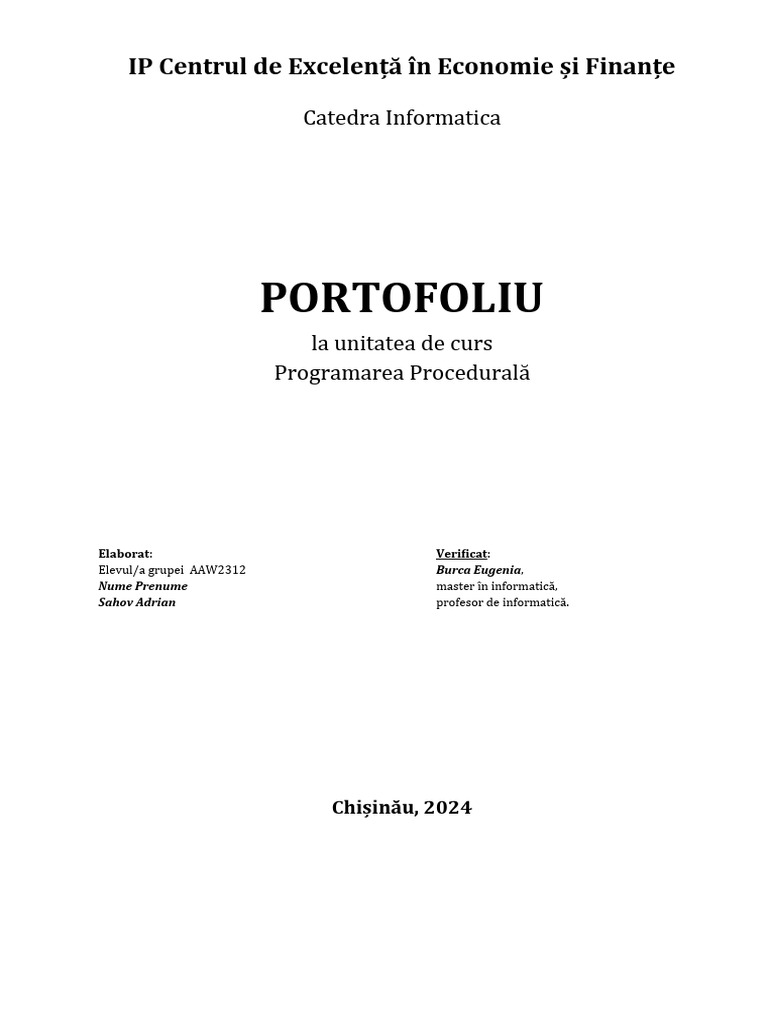 Portofoliu 1 | PDF