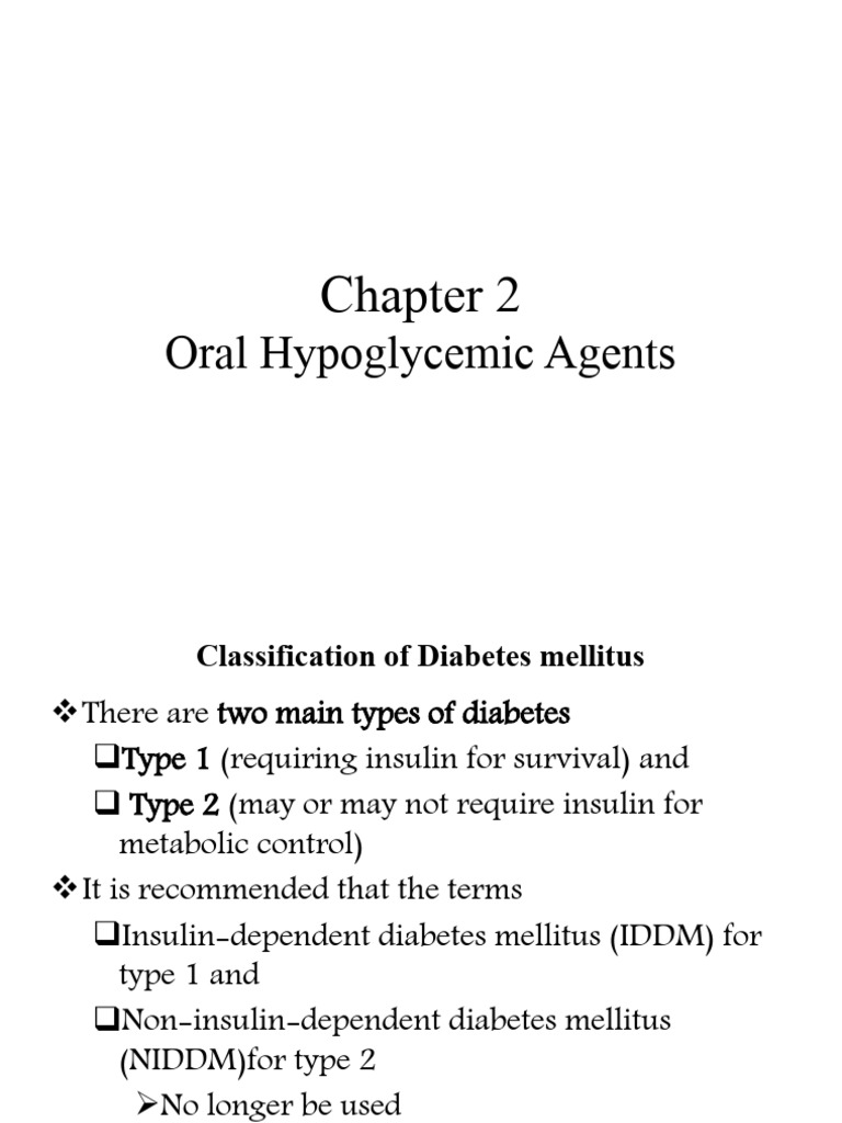 Classification of Oral Hypoglycemic Agents | PDF