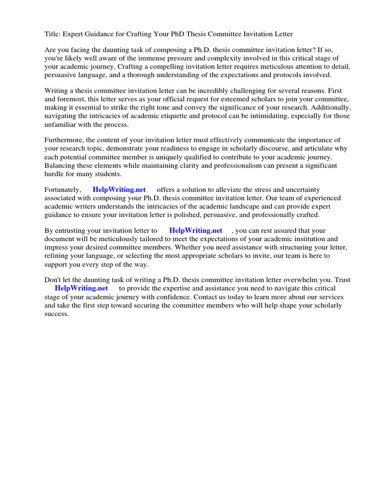 PHD Thesis Committee Invitation Letter | PDF | Thesis | Expert