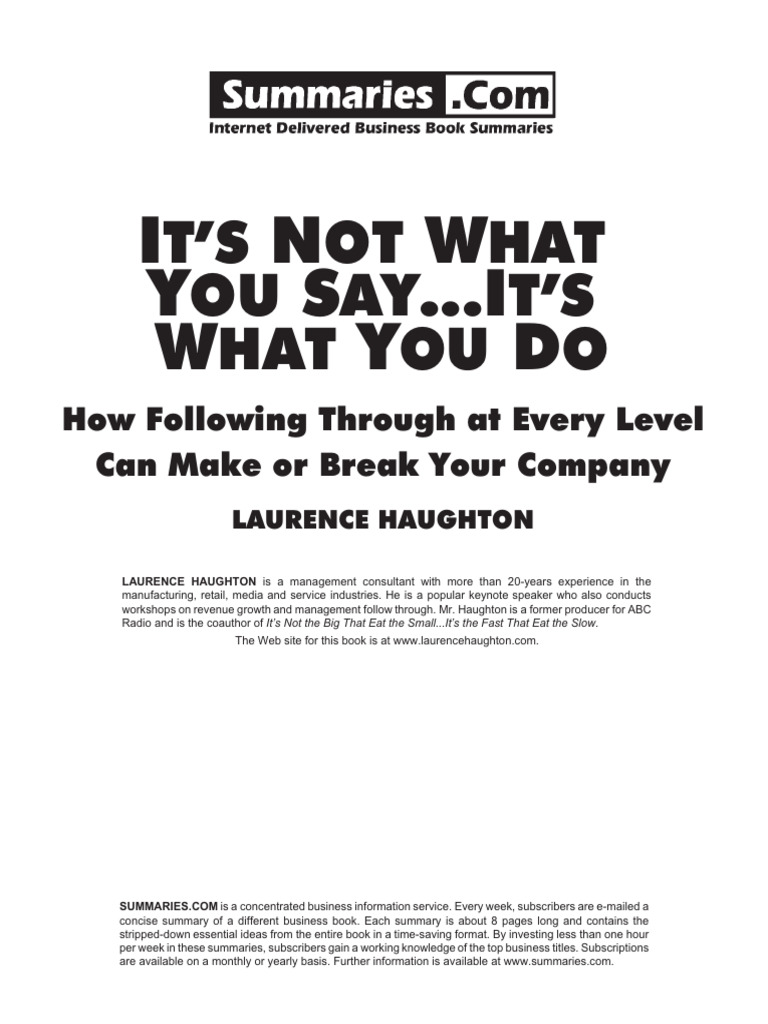 Its Not What You Say... Its What You Do | PDF | Empathy | Disciplines