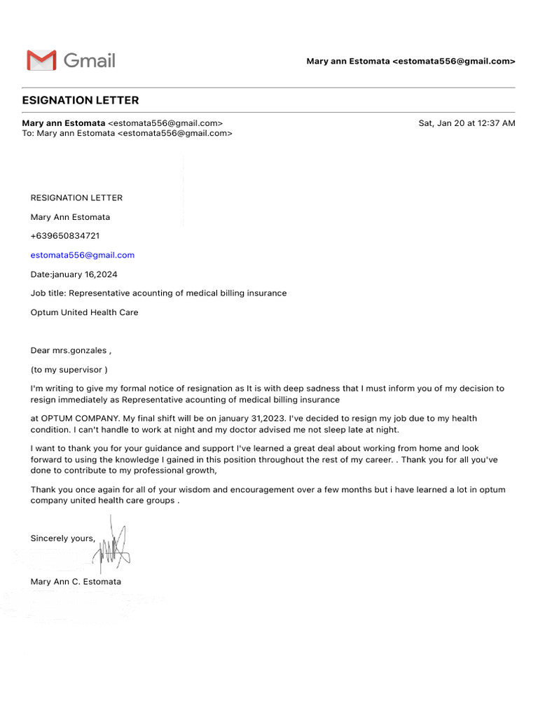 Esignation Letter | PDF