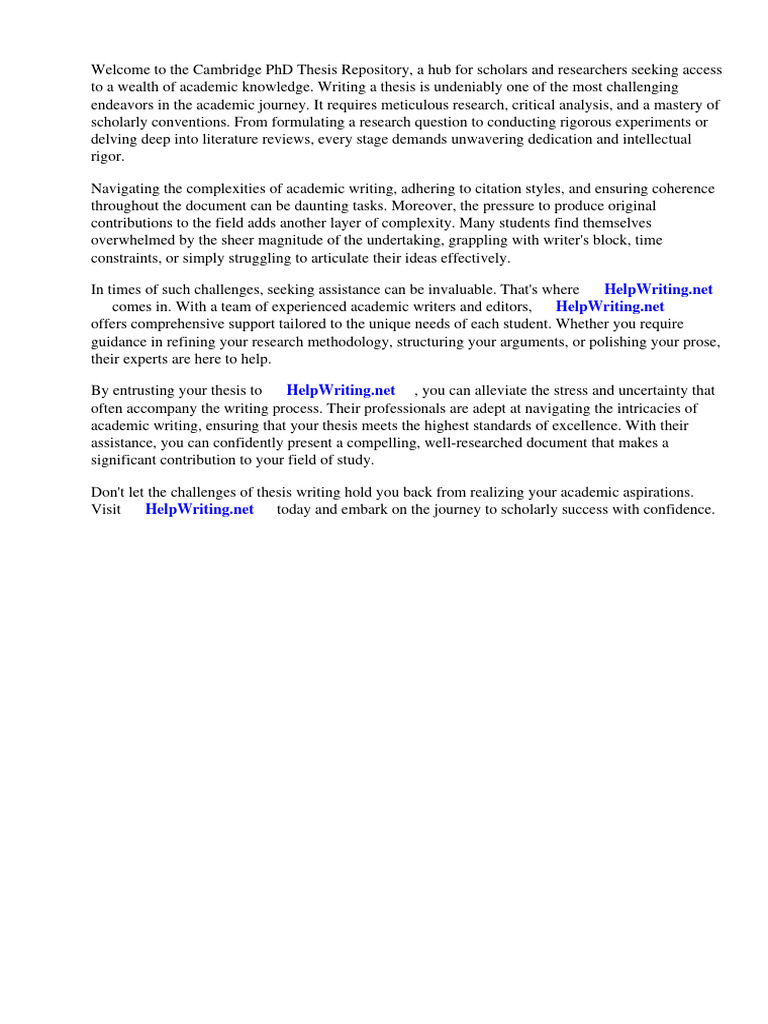 Cambridge Phd Thesis Repository | PDF | Thesis | Open Access