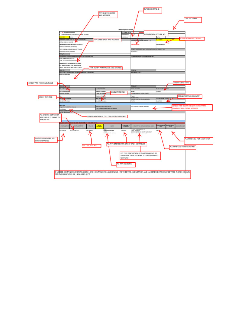 Shipping Instruction (Shipping Note) - Tempate Preparation Guide ...