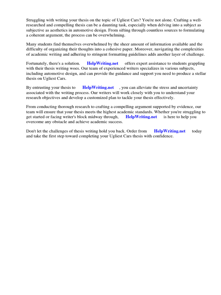 Ugliest Cars Thesis | PDF | Car | Trunk (Car)