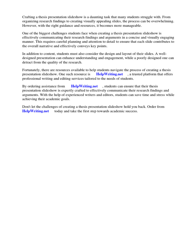 Thesis Presentation Slideshow Sample | PDF | Microsoft Power Point | Thesis