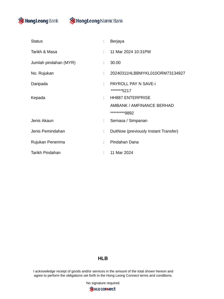 HLB Receipt 28218 | PDF