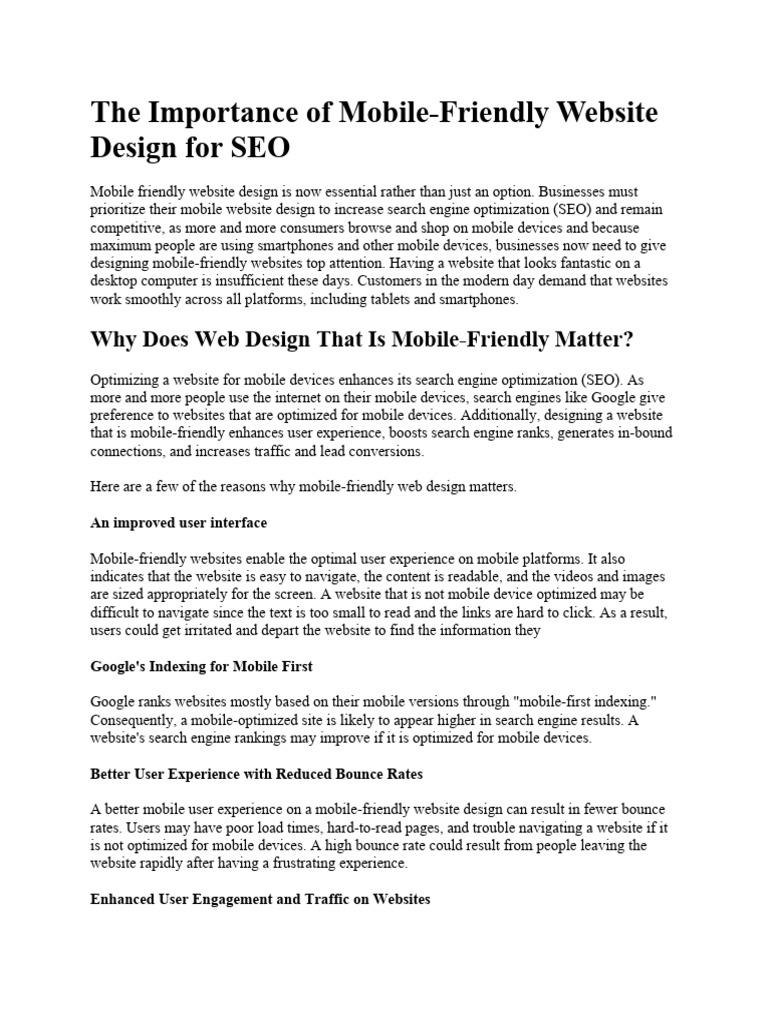 The Importance of Mobile-Friendly Website Design for SEO | PDF The Importance of Mobile-Friendly Website Design for SEO | PDF