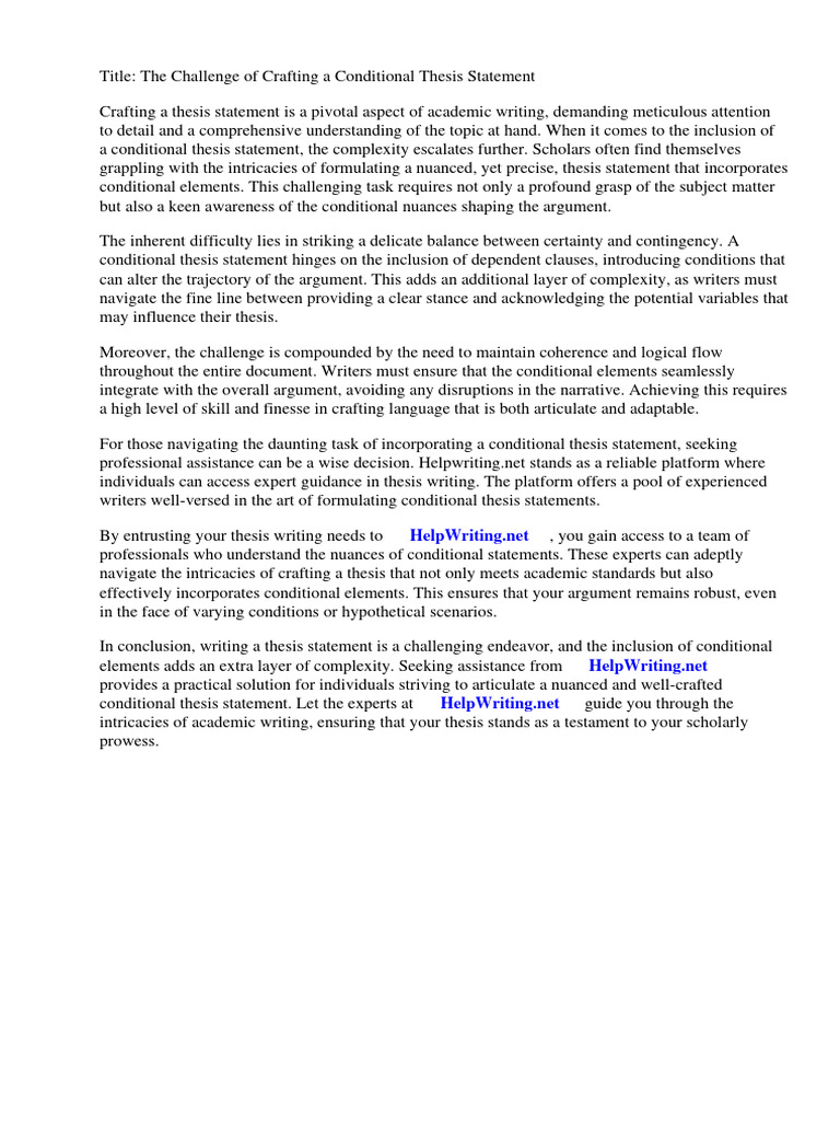 Inclusion of A Conditional Thesis Statement | PDF | Theorem | Inductive Reasoning