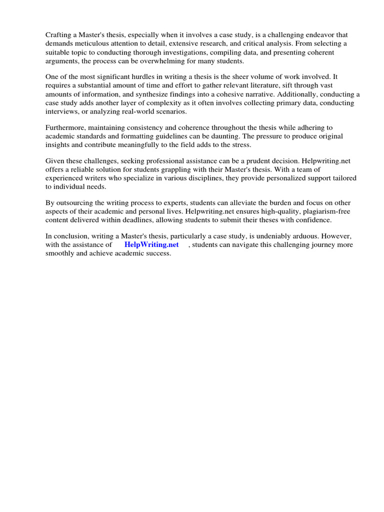 Master Thesis Case Study | PDF | Thesis | Methodology