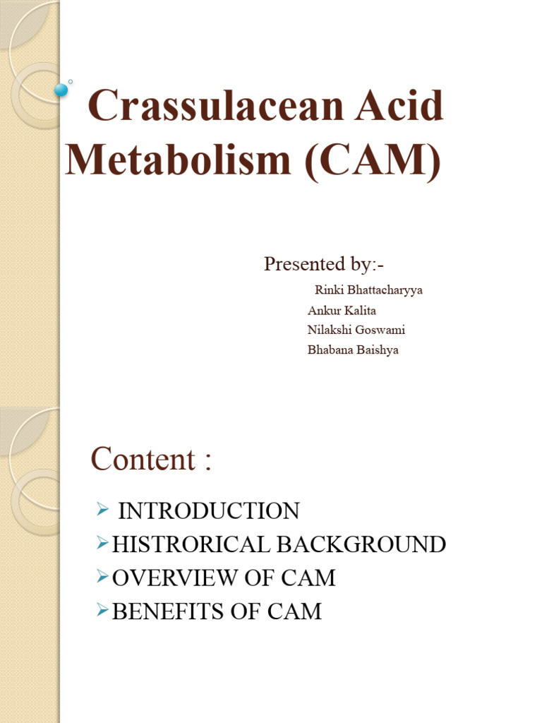 Crassulacean Acid Metabolism (CAM) | PDF | Cellular Processes | Plant ...