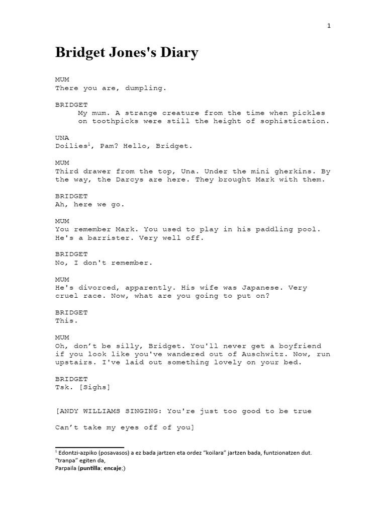 Bridget Jones - SHOOTING SCRIPT | PDF