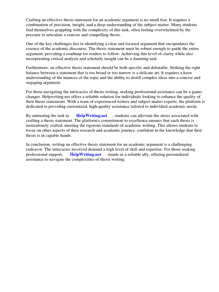 Which Best Describes The Characteristics of An Effective Thesis Statement For An Academic ...