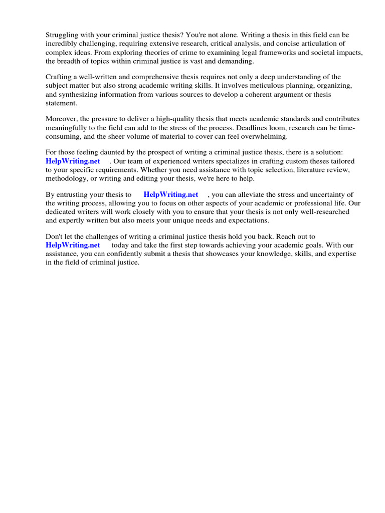 Examples of Criminal Justice Thesis | PDF | Crime & Violence | Criminal ...