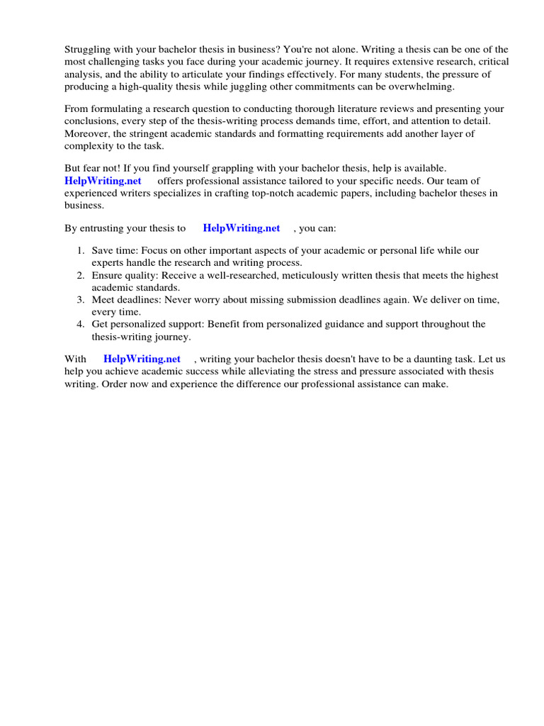 Bachelor Thesis Example Business | PDF | Thesis | Rendering (Computer ...