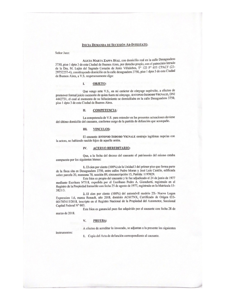 Inicia Demanda de Sucesión Ab-Intestato | PDF Inicia Demanda de Sucesión Ab-Intestato | PDF