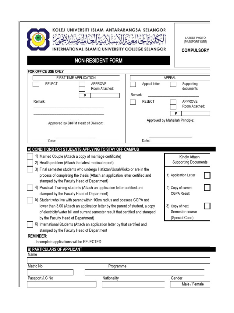 Off-Campus Student Application Form | PDF | Justice | Crime & Violence