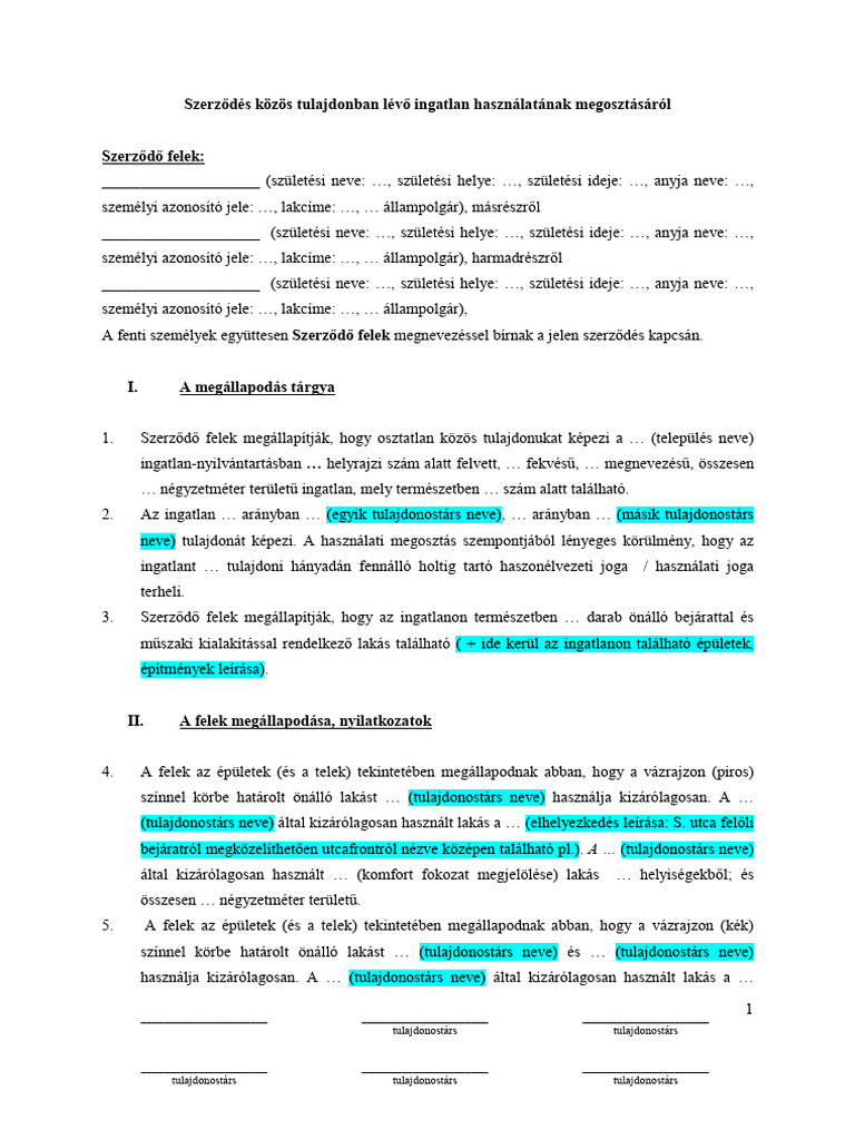 MINTA Hasznalat Megosztasi Szerzodes | PDF