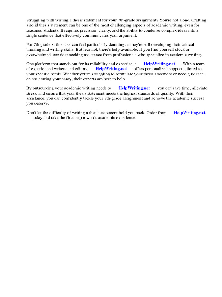 Writing A Thesis Statement For 7th Grade | PDF | Essays | Rhetoric