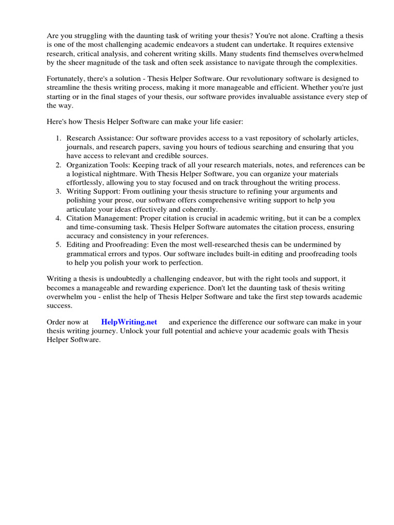 Thesis Helper Software | PDF | Thesis | Academic Publishing