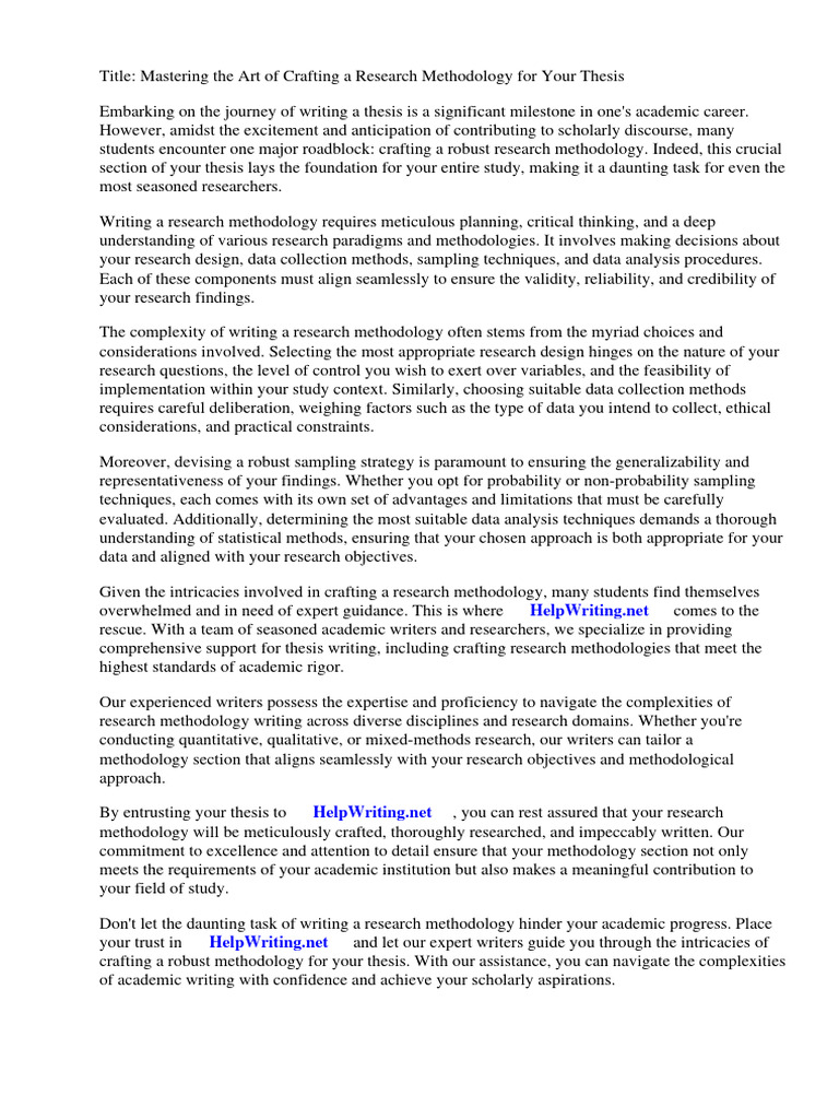 How To Write A Research Methodology For Thesis | PDF | Methodology | Thesis