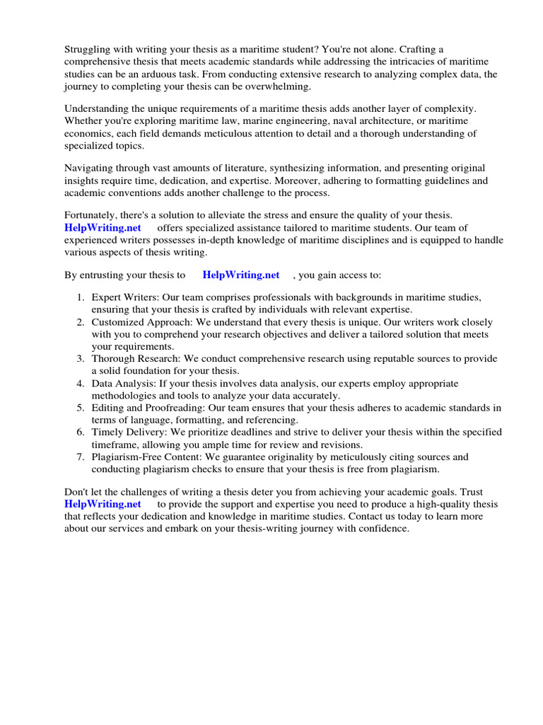 Sample Thesis For Maritime Students | PDF | Ships