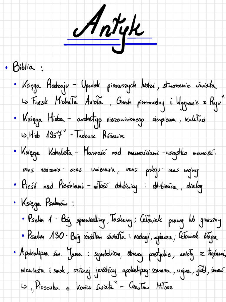Antyk - Język Polski - Notatki Maturalne | PDF
