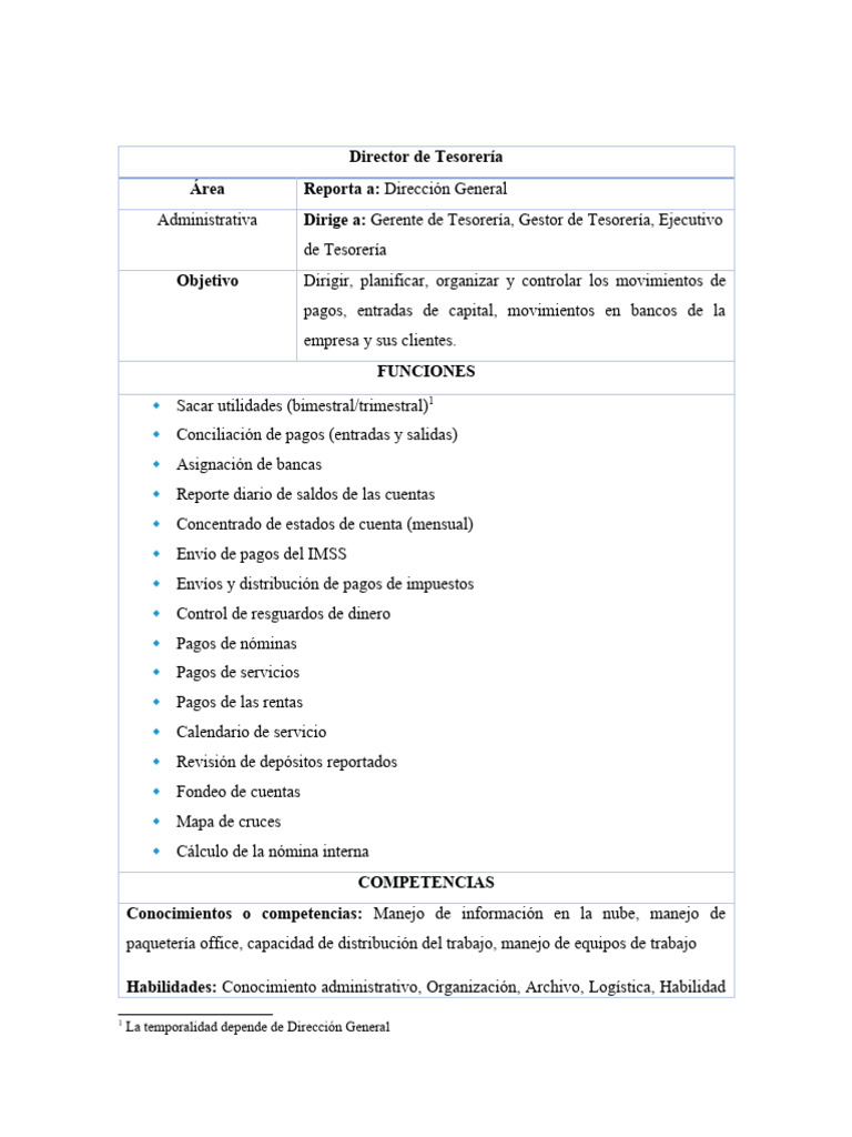 Funciones Tesorería | Descargar gratis PDF | Contabilidad | Bancos