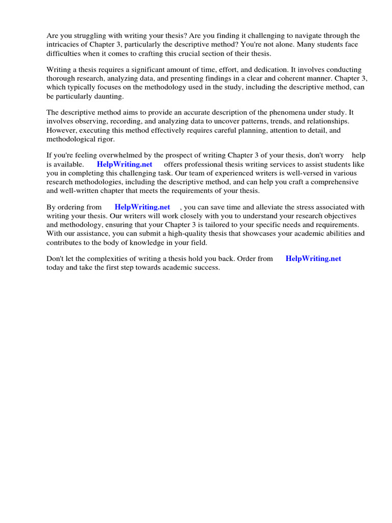 Chapter 3 Thesis Sample Descriptive Method | PDF | Methodology ...