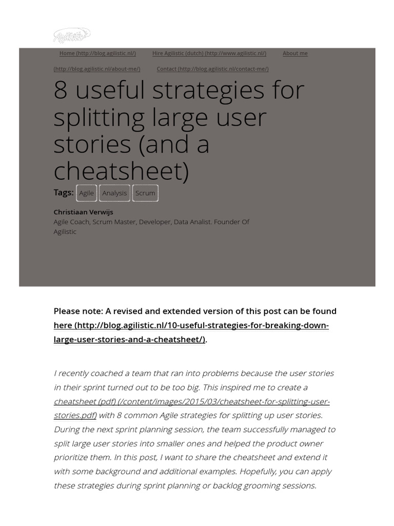 Agile User Story Splitting Guide | PDF | Scrum (Software Development ...