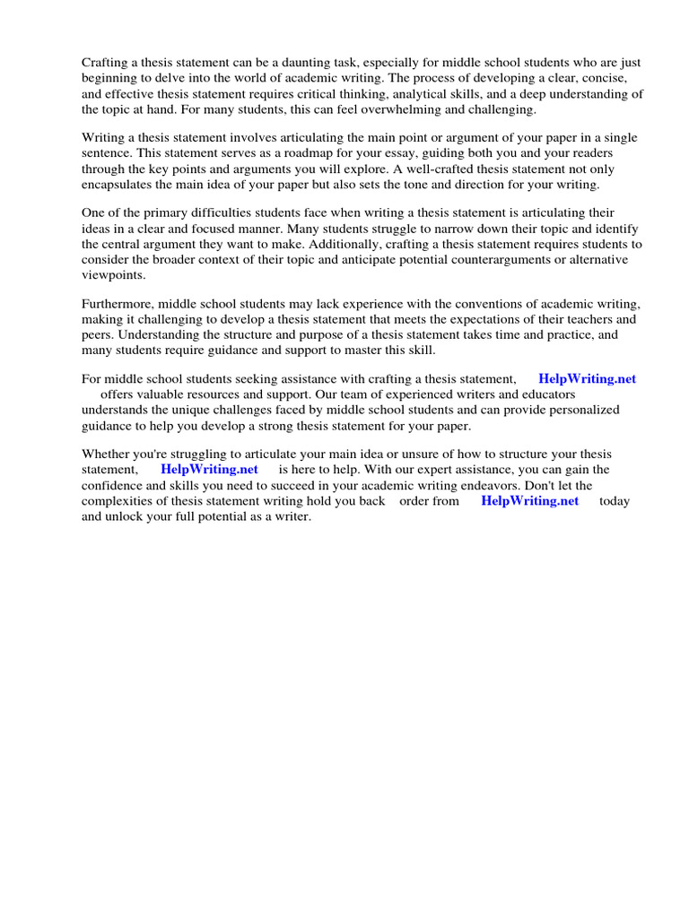 Thesis Statement Handout Middle School | PDF | Essays | Thesis