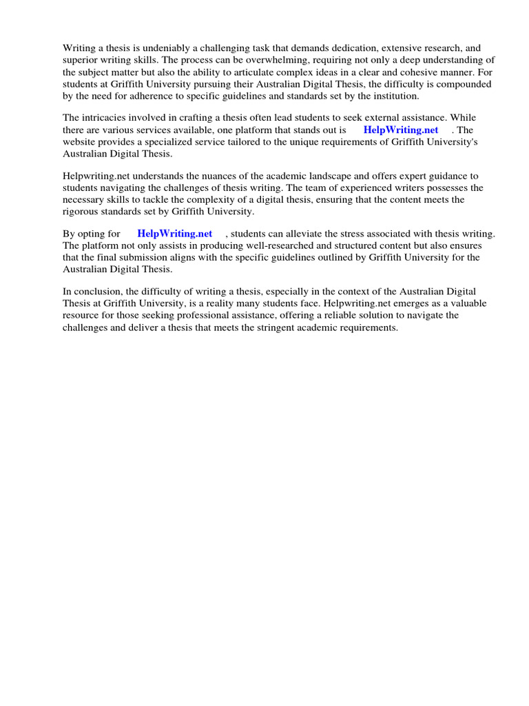 Australian Digital Thesis Griffith University | PDF | Postgraduate ...