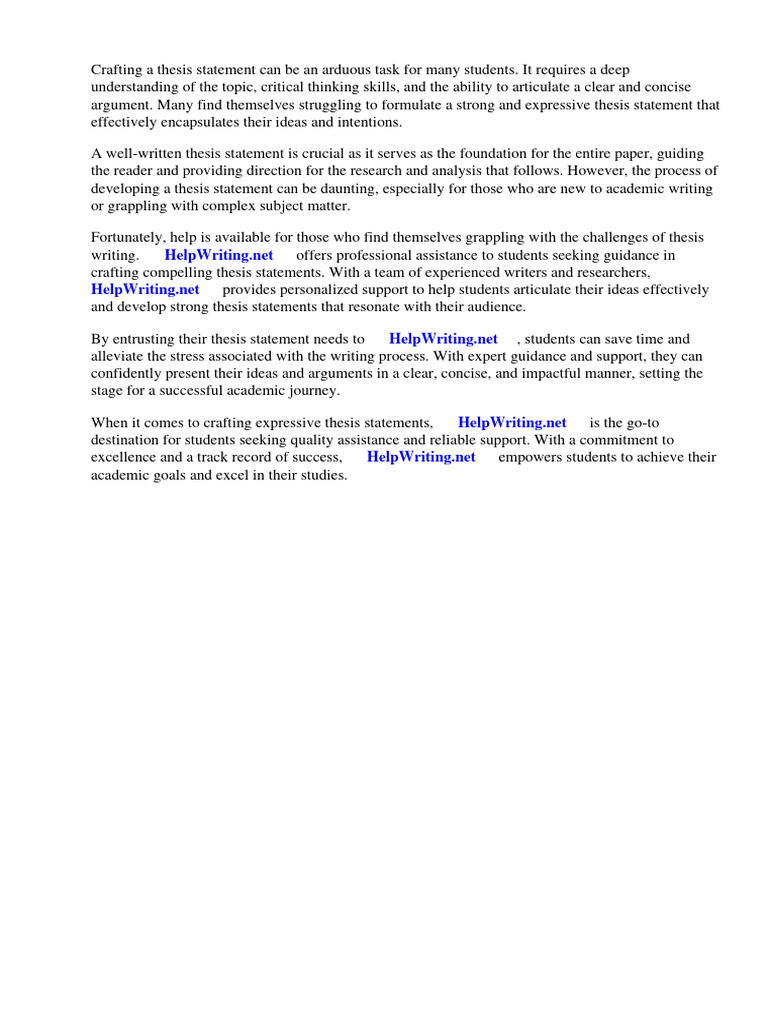 Expressive Thesis Statement Examples | PDF | Essays | Thesis